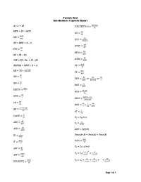 Formula Sheet | Lecture notes Corporate Finance - Docsity