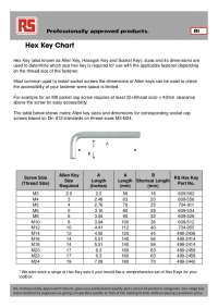 Hex Key Chart | Study notes Mechanical Engineering | Docsity