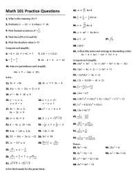 Math 101 Practice Questions | Exams Calculus | Docsity