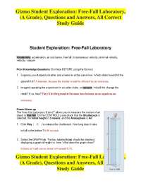 Gizmo Student Exploration: Free-Fall Laboratory, (A Grade), Questions ...