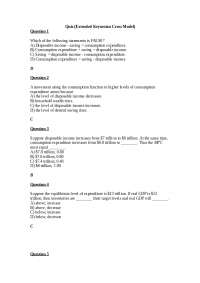 QUIZ 3 (EXTENDED KEYNESIAN CROSS MODEL) | Quizzes Macroeconomics | Docsity