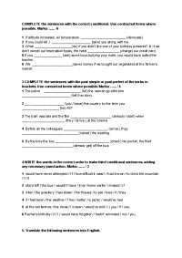 Esercizi: conditionals, past simple vs. past perfect, translation | Esercizi di Inglese | Docsity