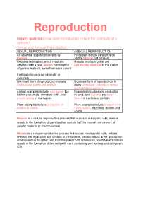 Reproduction in cells | Summaries Biology - Docsity