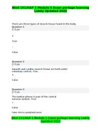 Biod 151/A&P 1 Module 5 Exam portage learning Lately Updated 2022 ...