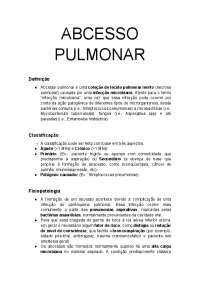 Pneumologia abscesso pulmonar | Resumos Enfermagem - Docsity