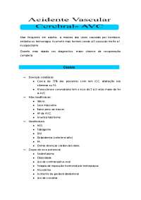Acidente vascular cerebral | Resumos Enfermagem - Docsity