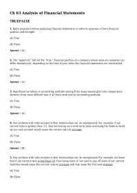 Ch 03 Analysis of Financial Statements | Exams Financial Statement Analysis | Docsity