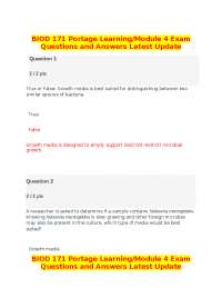 BIOD 171 Portage Learning/Module 4 Exam Questions and Answers Latest ...