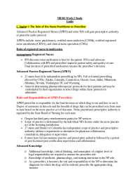 NR565 Week 2 Study Guide (2022) | Exams Nursing | Docsity