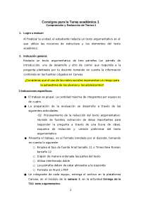 Consigna para la Tarea académica 1 Comprensión y Redacción de Textos 1 | Ejercicios de ...