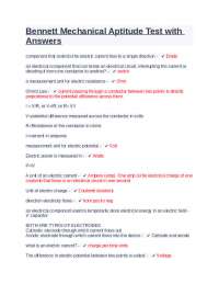 Bennett Mechanical Aptitude Test with Answers. | Exams Nursing | Docsity