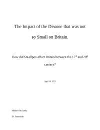 Smallpox's impact on Britain between the 17th and 20th century ...