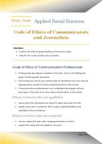 Code of Ethics of Communicators - study guide | Study notes Journalism ...