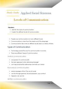 Levels of Communication - study guide | Study notes English Language ...