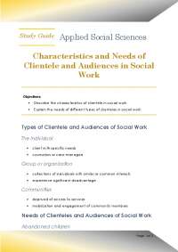 Clientele in Social Work - study guide | Study notes Social Work - Docsity