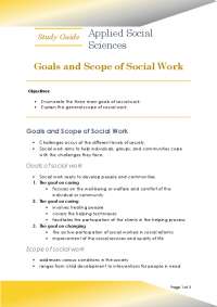 Goals and Scope of Social Work - study guide | Study notes Social Work ...