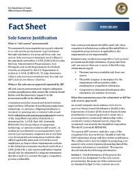 Sole Source Justification Fact Sheet | Lecture notes Technology | Docsity