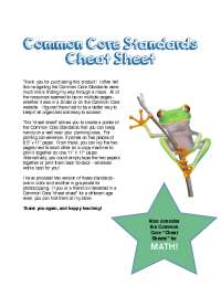 Common Core Standards Cheat Sheet | Study notes English | Docsity