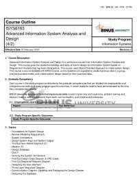 Course Outline ISYS6163 Advanced Information System ... | Lecture notes ...