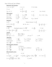 Physic 102 formula sheet (SP2015) | Slides Physics | Docsity