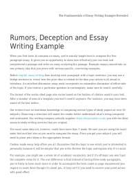 Rumors, Deception and Essay Writing Example | Summaries English - Docsity