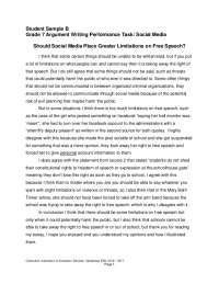 Student Sample B Grade 7 Argument Writing Performance Task | Study ...