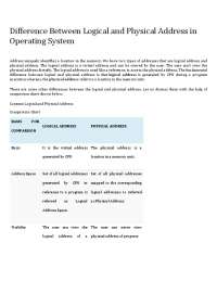 Difference Between Logical and Physical Address in ... | Study notes ...