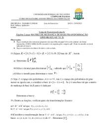 ATIVIDADE DE ALGEBRA LINEAR | Exercícios Informática - Docsity
