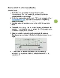Examen ets de estatica ing civil | Exámenes de Estática | Docsity