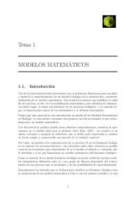 MODELOS MATEMÁTICOS -INTRODUCCIÓN | Apuntes de Matemáticas | Docsity