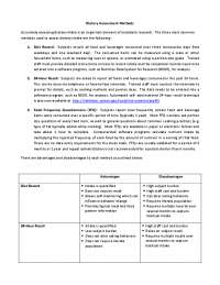 Dietary Assessment Methods | Study notes Nutrition | Docsity