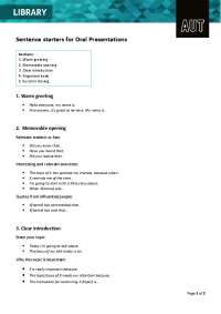 Sentence starters for Oral Presentations | Study Guides, Projects ...