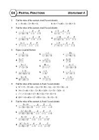 PARTIAL FRACTIONS C4 Worksheet A | Lecture notes Calculus | Docsity