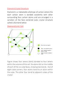 Diamond Unit Cell | Exams Material Engineering | Docsity