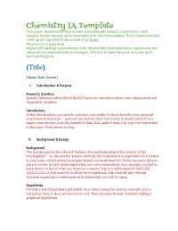 Chemistry IA Template (Title) | Study notes Chemistry | Docsity