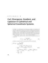 Curl, Divergence, Gradient, and Laplacian in Cylindrical and ... | Study Guides, Projects ...