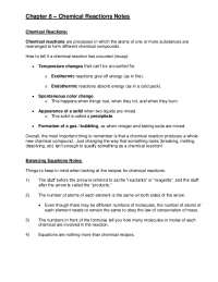 Chapter 10 – Chemical Reactions Notes | Exercises Chemistry | Docsity