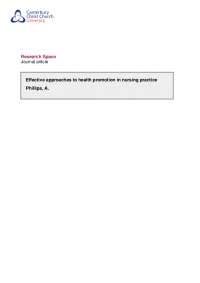 Effective approaches to health promotion in nursing practice | Schemes ...