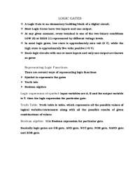 LOGIC GATES | Exercises Logic | Docsity