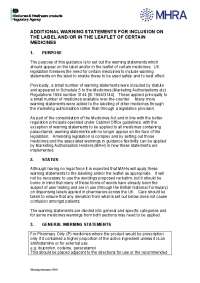 ADDITIONAL WARNING STATEMENTS FOR ... | Exams Medicine | Docsity