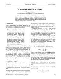 A Mathematical Definition of “Simplify” | Lecture notes Physics | Docsity