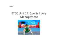 BTEC Unit 17: Sports Injury Management | Study notes Teaching method ...