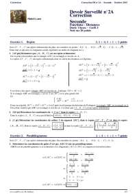 Ds maths 2nd avec correction | Examens Mathématiques | Docsity