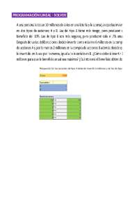 Ejercicio de solver | Ejercicios de Informática | Docsity