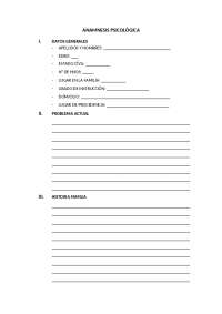 ANAMNESIS PSICOLÓGICA | Apuntes de Psicología Clínica | Docsity
