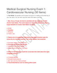 MEDICAL -SURGICAL NURSING EXAMS. | Exams Health sciences - Docsity
