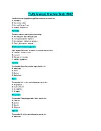 TEAS Science Practice Tests 2022 | Study notes Science education - Docsity