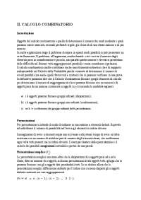Calcolo combinatorio | Schemi e mappe concettuali di Matematica | Docsity