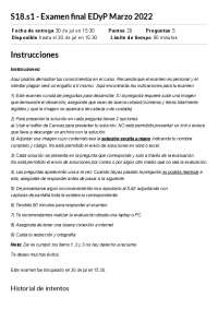 S18.s1 - Examen final EDyP Marzo 2022 | Exámenes de Estadística Descriptiva | Docsity