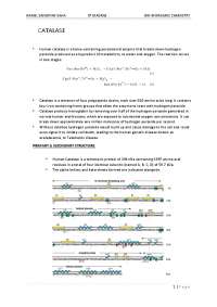 Human Catalase Enzyme | Study notes Biochemistry | Docsity